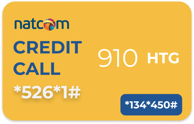 Recharge Natcom Haïti en ligne: crédit, internet et forfait